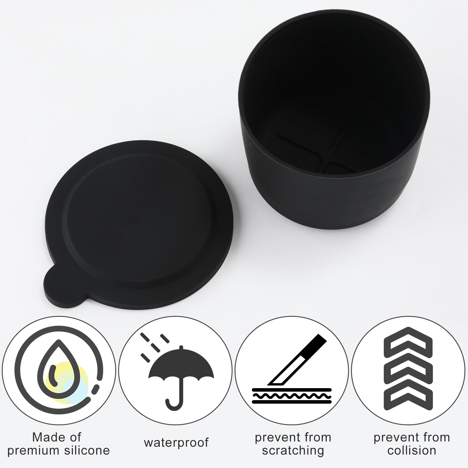 4pcs Ice Block Stencil, Reusable Silicone Ice Template with Lid Ice Shaver Template Ice Stencil Replacement for Kitchenaid Ice Shaver Machine Accessories for Shaved Ice Making (Black)