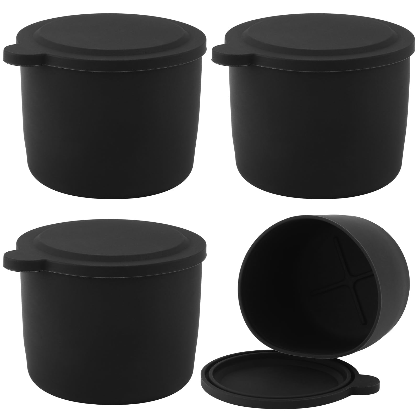 4pcs Ice Block Stencil, Reusable Silicone Ice Template with Lid Ice Shaver Template Ice Stencil Replacement for Kitchenaid Ice Shaver Machine Accessories for Shaved Ice Making (Black)