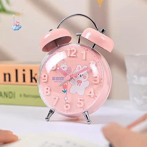 HEGZA Analog Alarm Clock Loud Alarm Clock for Bedrooms, Analog Alarm Clock, Small Alarm Clock, Cute Design for Kids, Battary Operation, 4 inch Kids Alarm Clocks (Color : B)