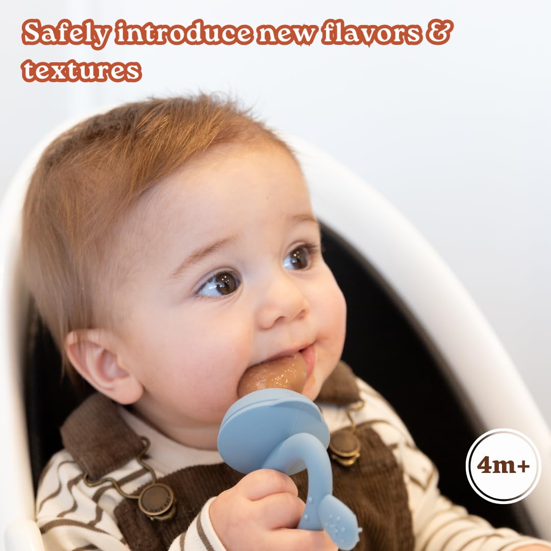 Haakaa Freeze-N-Feed Mini Combo with Silicone Food Feeder & Silicone Mini Nibble Tray|Baby Solid Food Self Feeder|Breastmilk Popsicle Mold Storage & Feeder for Soothing Baby Gums 1 PK