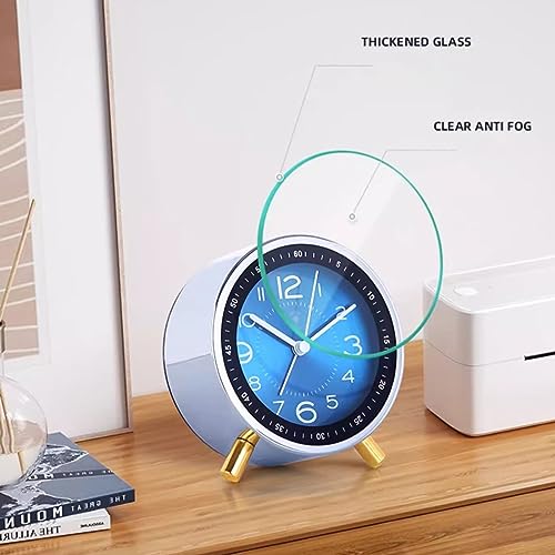 HEGZA Analog Alarm Clock 4" Quiet Non-Ticking Silent Analog Bedside Alarm Clock with Loud Alarm and Nightlight Kids Alarm Clocks (Color : B)