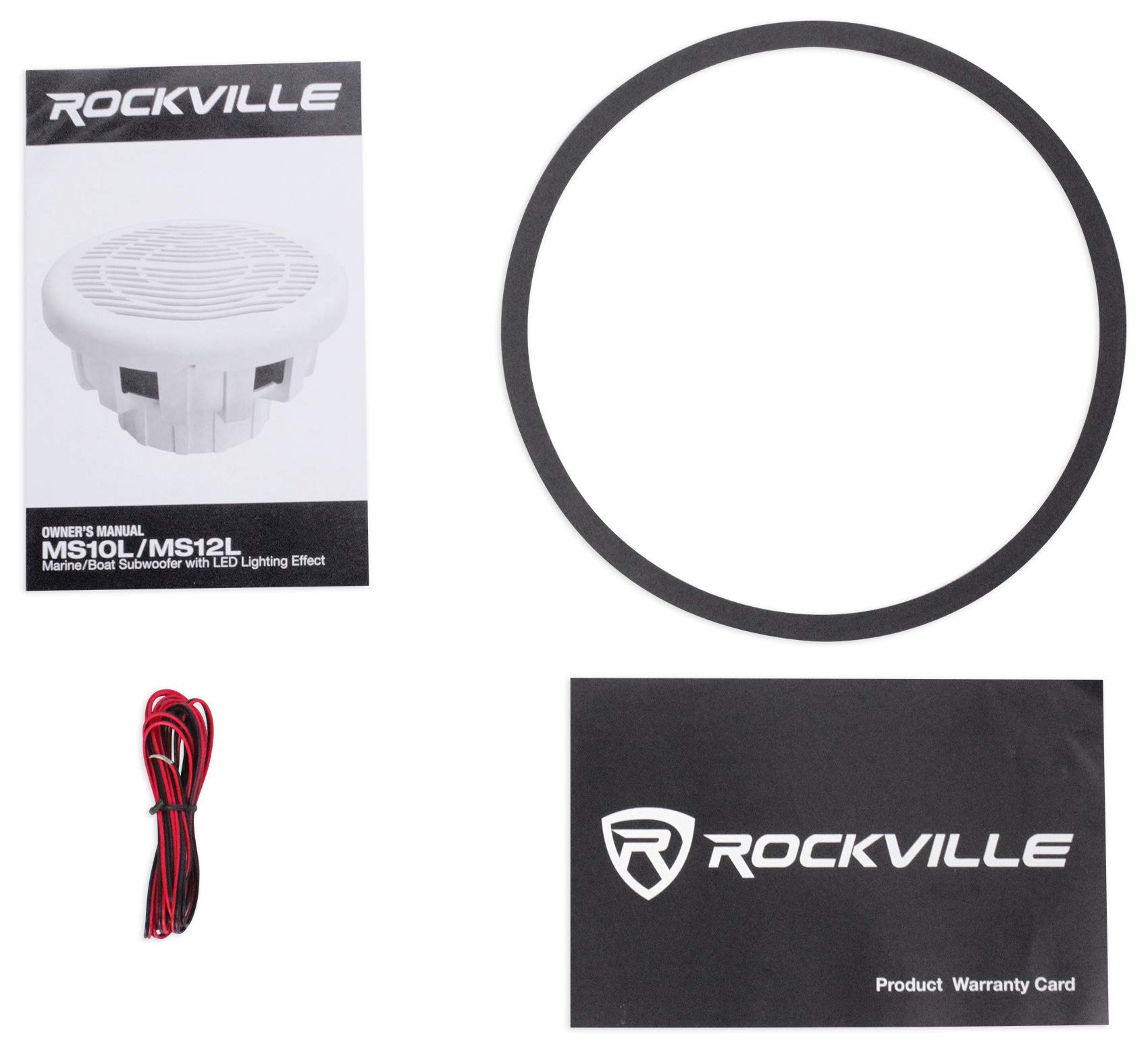 Rockville (2) MS10LW 10" 2400 Watt White Marine/Boat 10" Free Air Subwoofer with LED