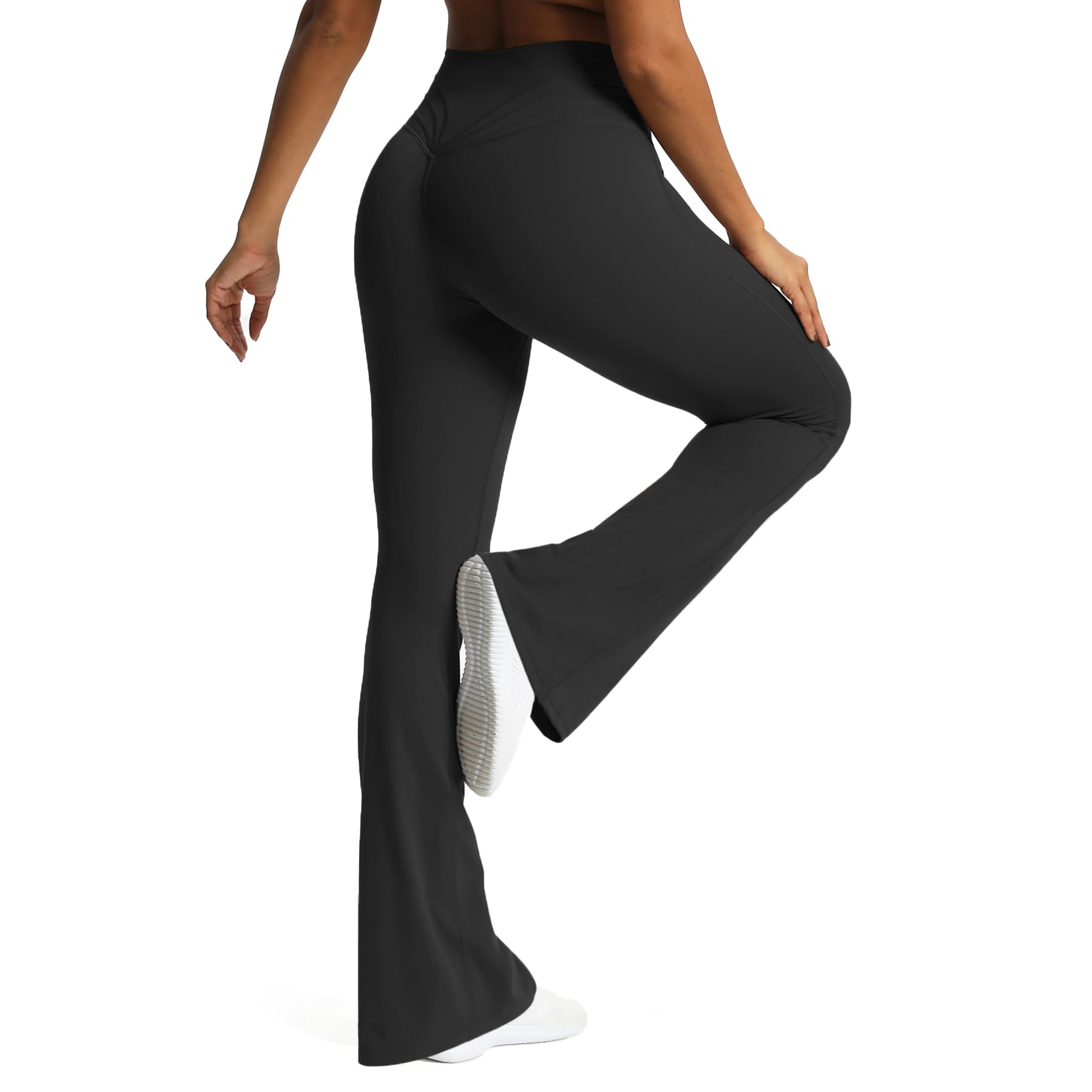 Aoxjox Flare Leggings for Women Trinity Tummy Control High Waisted Wide Leg Yoga Pants 31" (Black, Small)
