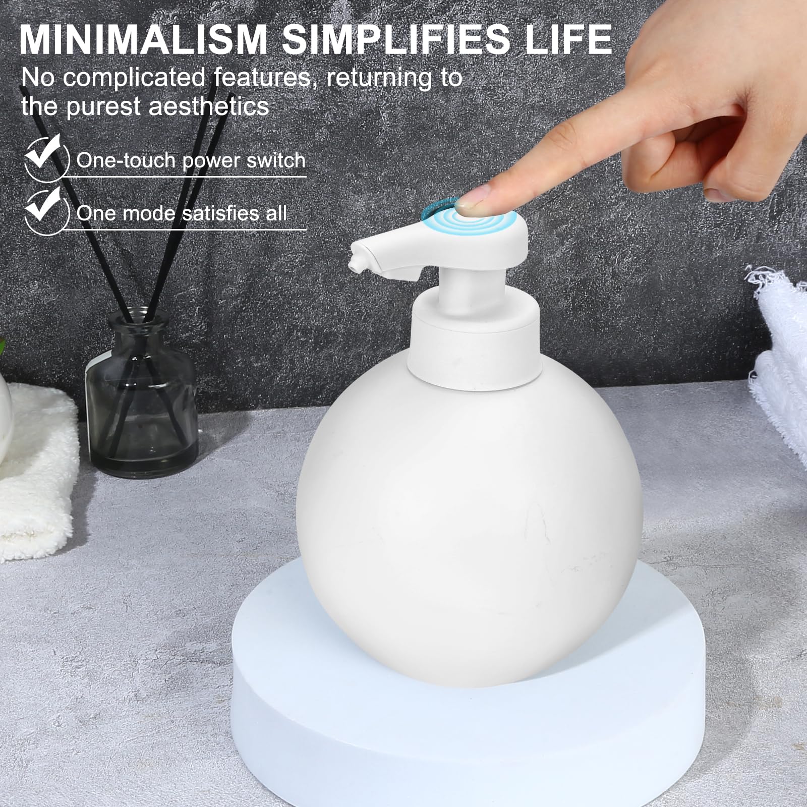 Phneems Automatic Soap Dispenser Foaming Touchless Auto Hands Free Foam Hand Soap Dispenser Rechargeable Electric Modern Smart Countertop Dish Soap Dispenser for Bathroom, Kitchen, Commercial White
