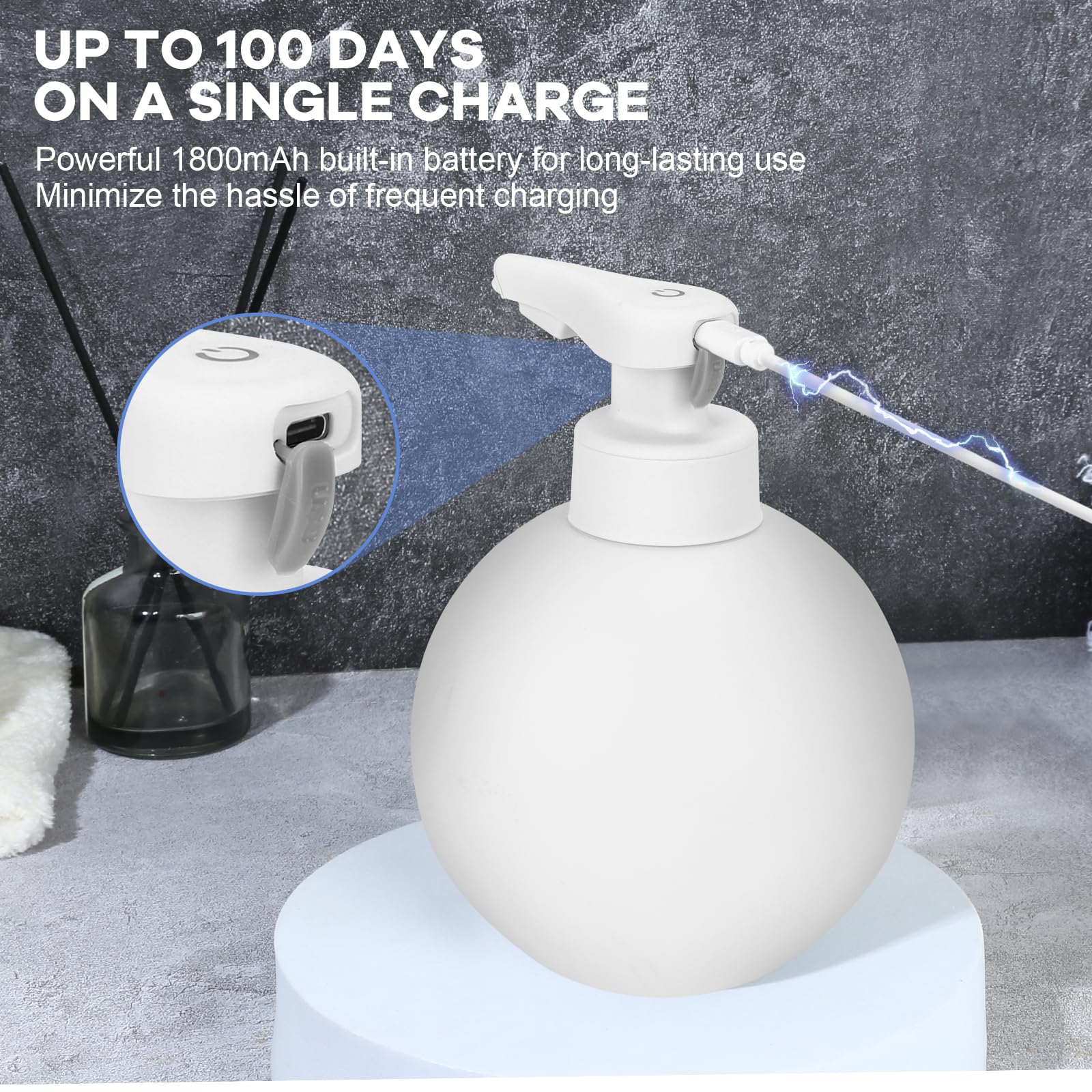 Phneems Automatic Soap Dispenser Foaming Touchless Auto Hands Free Foam Hand Soap Dispenser Rechargeable Electric Modern Smart Countertop Dish Soap Dispenser for Bathroom, Kitchen, Commercial White