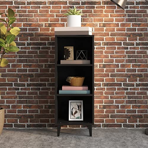 GOLINPEILO Wooden Sideboard Storage Cabinet Black 13.6"x12.8"x35.4" Engineered Wood -AA