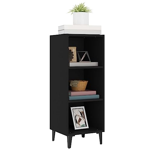 GOLINPEILO Wooden Sideboard Storage Cabinet Black 13.6"x12.8"x35.4" Engineered Wood -AA