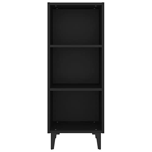 GOLINPEILO Wooden Sideboard Storage Cabinet Black 13.6"x12.8"x35.4" Engineered Wood -AA