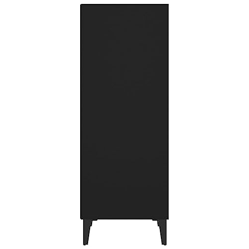 GOLINPEILO Wooden Sideboard Storage Cabinet Black 13.6"x12.8"x35.4" Engineered Wood -AA