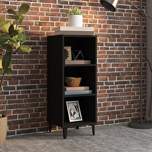 GOLINPEILO Wooden Sideboard Storage Cabinet Black 13.6"x12.8"x35.4" Engineered Wood -AA