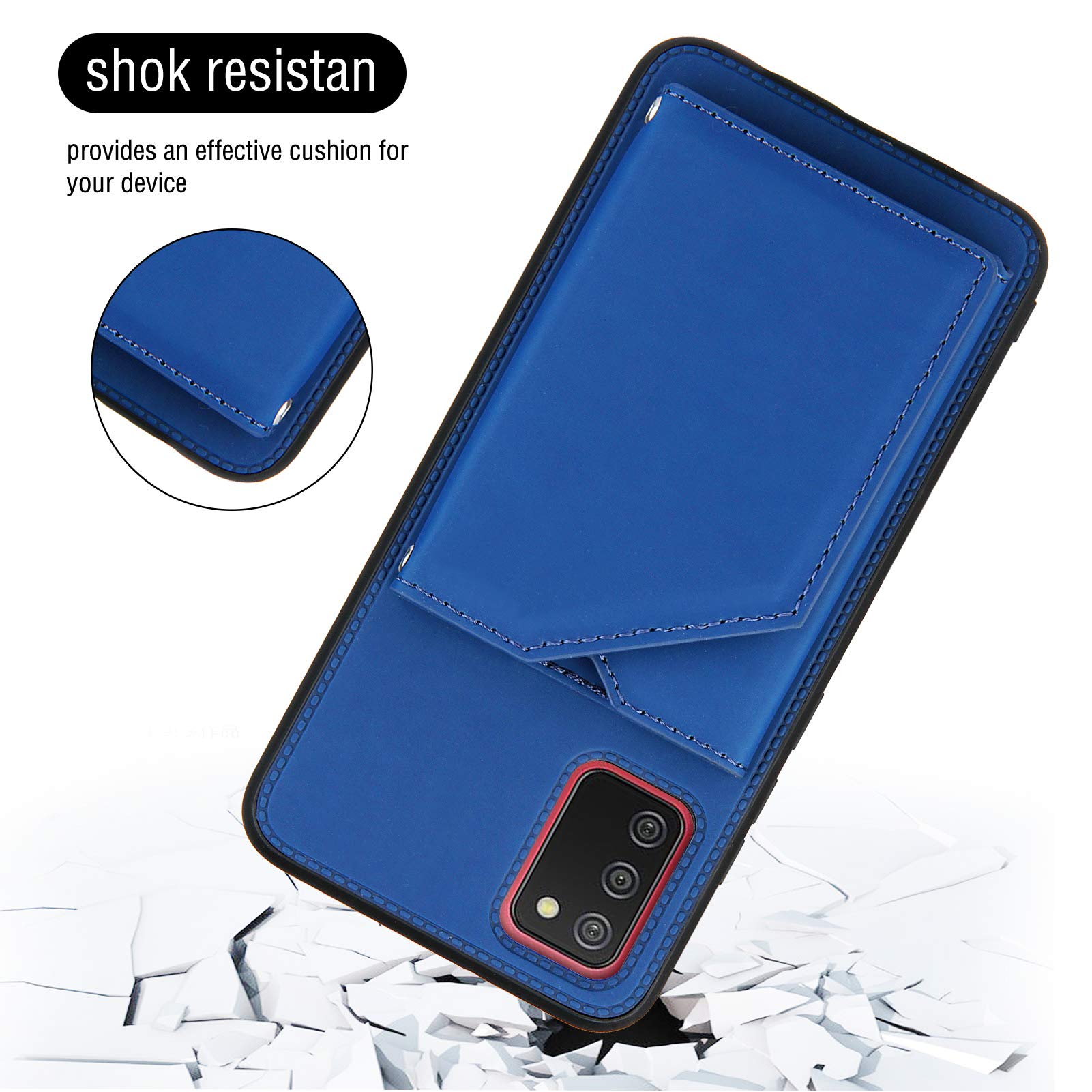 Compatible with Oppo Reno6 Pro 5G Cover Case,PU Leather Kickstand with Card Slot,Compatible with Oppo Reno 6 Pro 5G Case 2 in 1 Phone Case Cover Blue