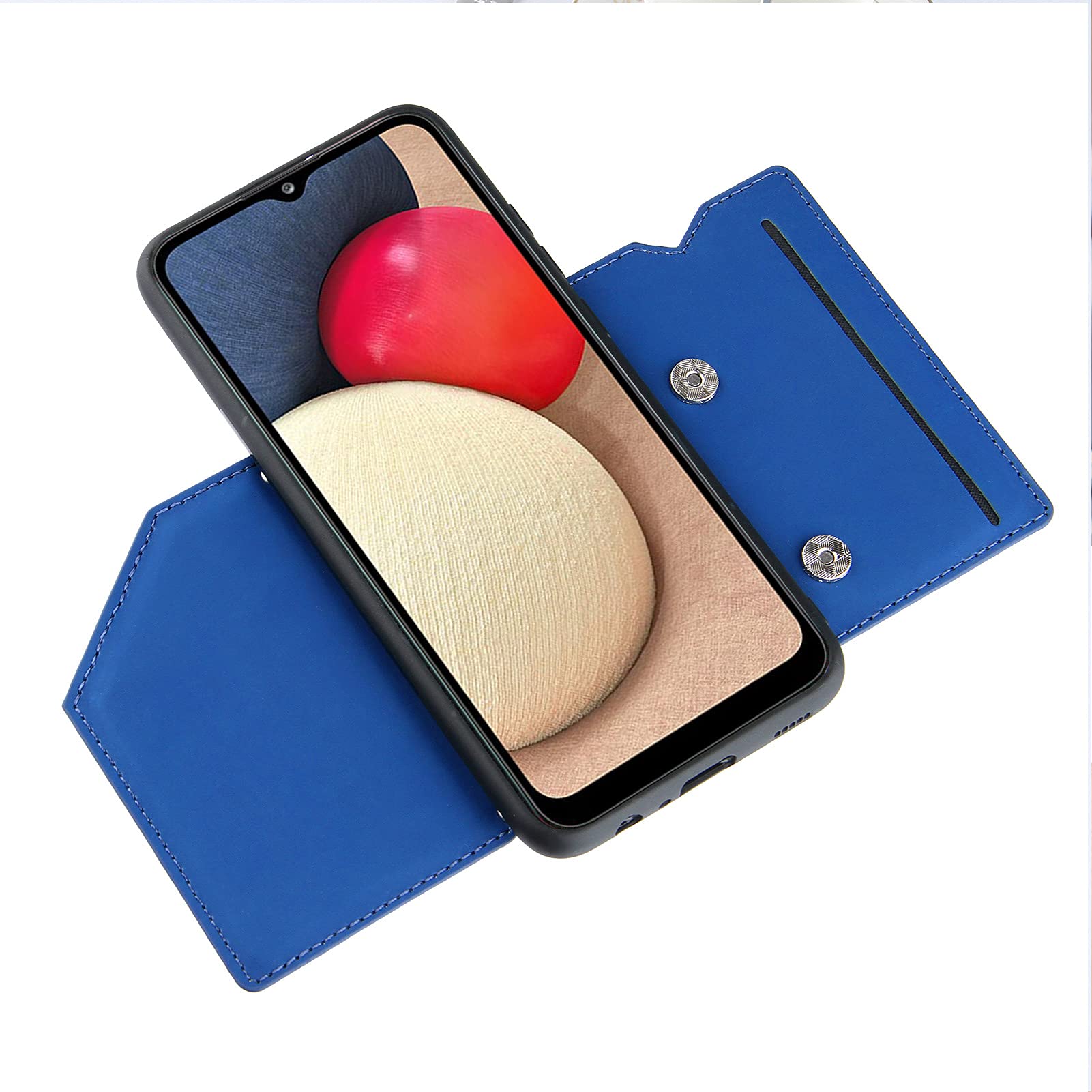 Compatible with Oppo Reno6 Pro 5G Cover Case,PU Leather Kickstand with Card Slot,Compatible with Oppo Reno 6 Pro 5G Case 2 in 1 Phone Case Cover Blue