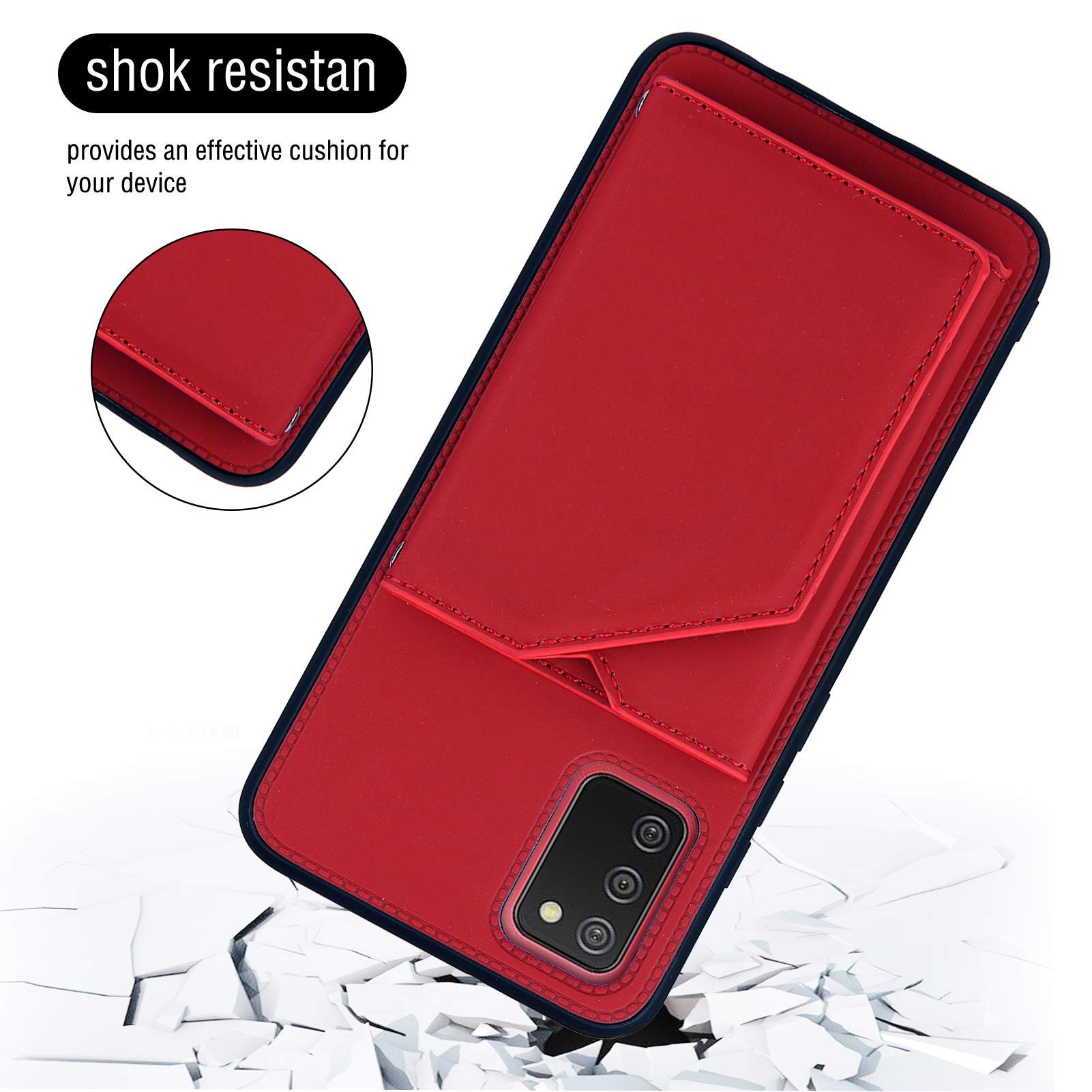 Compatible with Oppo Reno6 Pro 5G Cover Case,PU Leather Kickstand with Card Slot,Compatible with Oppo Reno 6 Pro 5G Case 2 in 1 Phone Case Cover Red