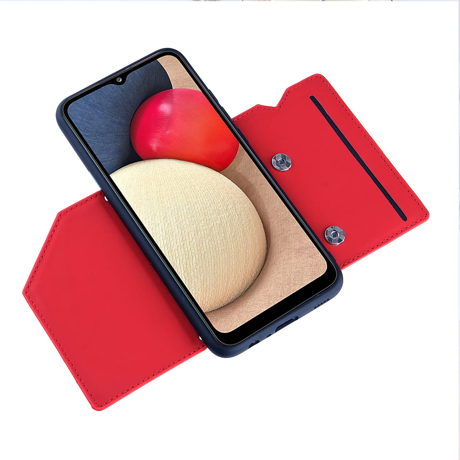 Compatible with Oppo Reno6 Pro 5G Cover Case,PU Leather Kickstand with Card Slot,Compatible with Oppo Reno 6 Pro 5G Case 2 in 1 Phone Case Cover Red