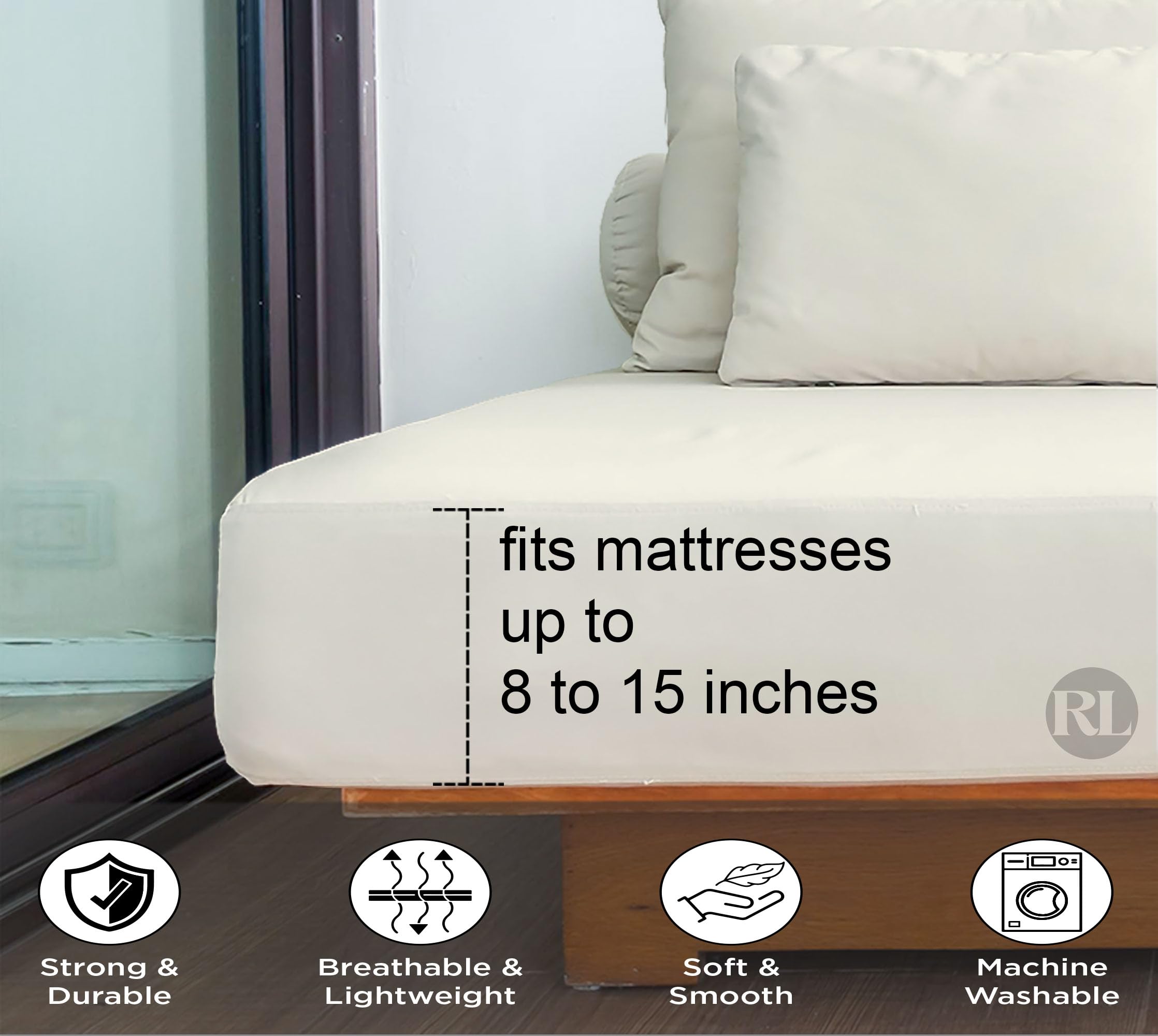 Full 3-Piece Set – Ultra Soft Microfiber, Deep Pocket Fits Up to 15" – Cooling, Breathable, Wrinkle-Free, Hotel Luxury, Easy Care – 1 Fitted Sheet & 2 Pillowcases – Ivory