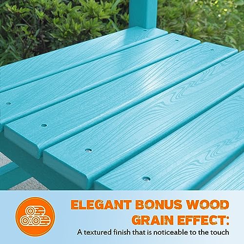 MUPATER HDPE Rocking Chairs Set of 2, High Back Smooth Rocking Chairs with 350 lbs Weight Capacity, for Backyard, Fire Pit, Lawn, Garden and Indoor, Blue