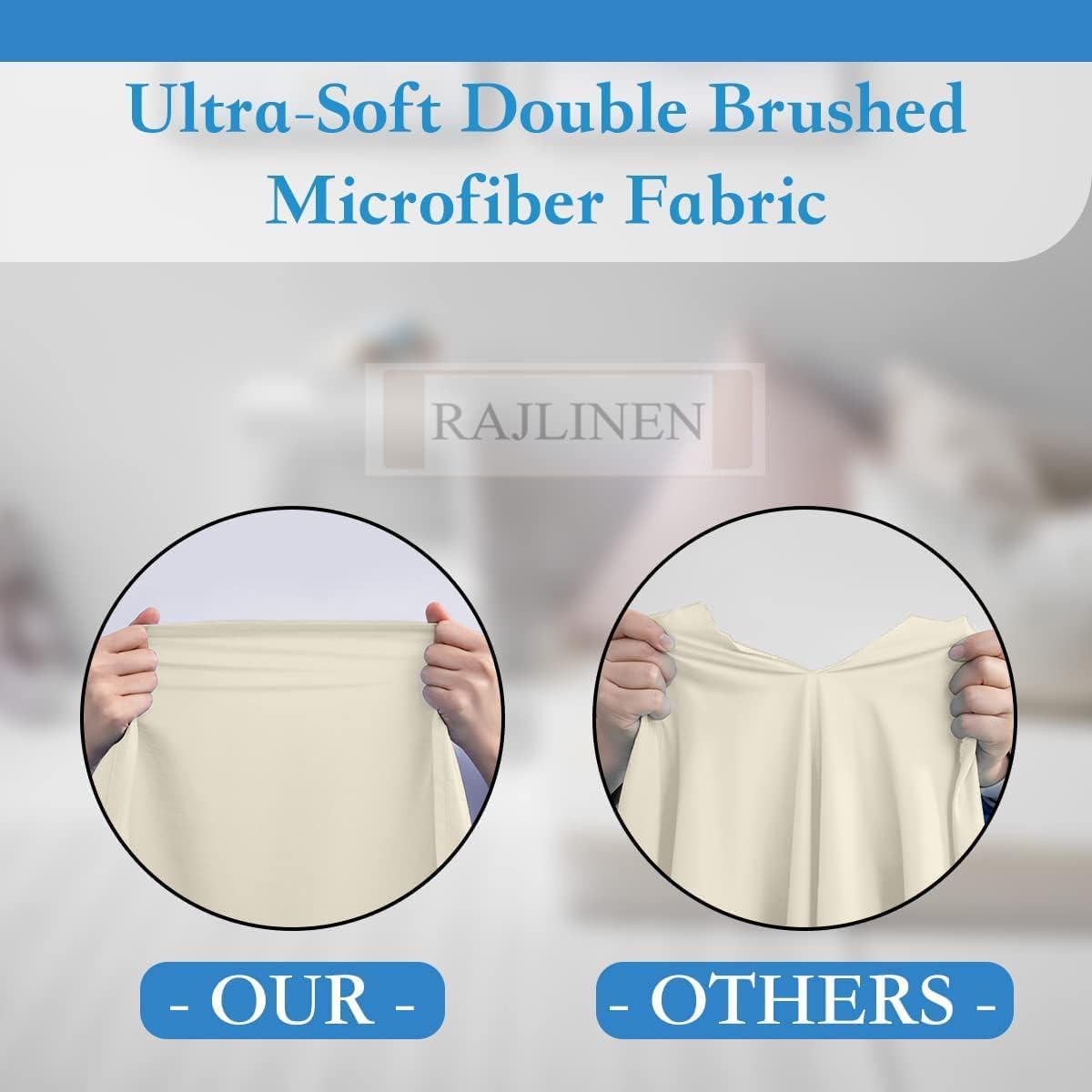 Full 3-Piece Set – Ultra Soft Microfiber, Deep Pocket Fits Up to 15" – Cooling, Breathable, Wrinkle-Free, Hotel Luxury, Easy Care – 1 Fitted Sheet & 2 Pillowcases – Ivory