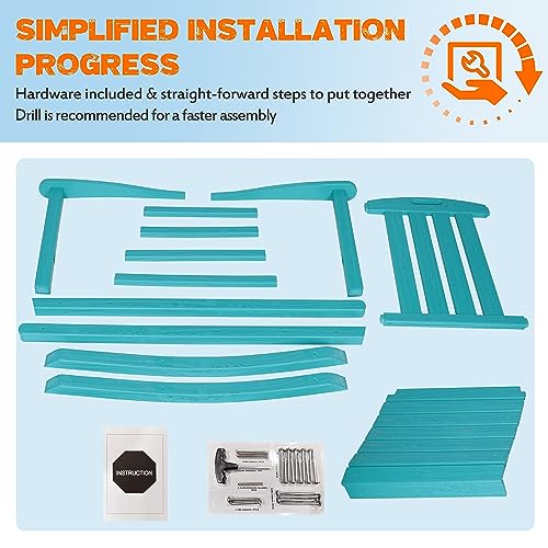 MUPATER HDPE Rocking Chairs Set of 2, High Back Smooth Rocking Chairs with 350 lbs Weight Capacity, for Backyard, Fire Pit, Lawn, Garden and Indoor, Blue