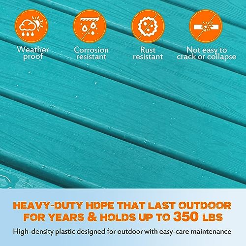 MUPATER HDPE Rocking Chairs Set of 2, High Back Smooth Rocking Chairs with 350 lbs Weight Capacity, for Backyard, Fire Pit, Lawn, Garden and Indoor, Blue