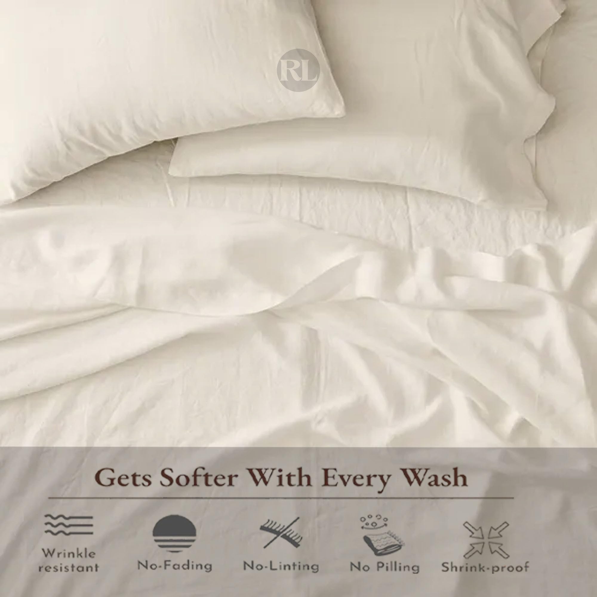 Full 3-Piece Set – Ultra Soft Microfiber, Deep Pocket Fits Up to 15" – Cooling, Breathable, Wrinkle-Free, Hotel Luxury, Easy Care – 1 Fitted Sheet & 2 Pillowcases – Ivory