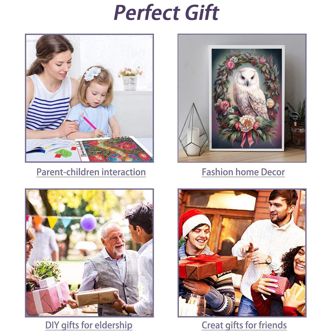 VeGuude Diamond Painting Kits for Adults, Owl 5D Diamond Art Kits, Full Drill DIY Crafts for Adults Home Wall Decor Gift Diamond Dots [11.8x15.7inch]