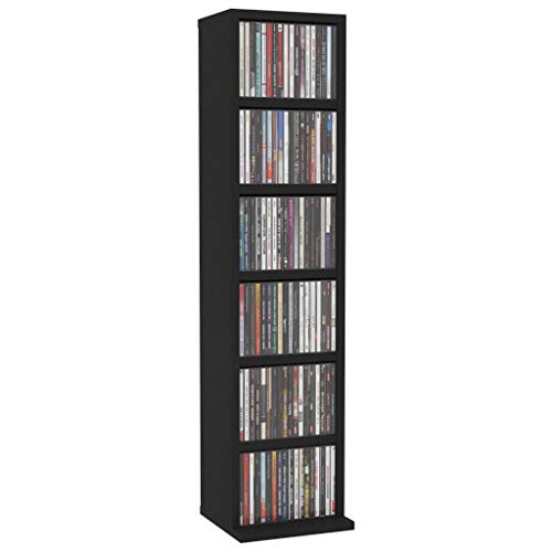 ULUYYUC CD Cabinet,Display shelves Storage cabinet Storage tower Suitable for living room,study,living room,kitchen,entryway,bathroom Black 8.3"x7.9"x34.6" Engineered Wood