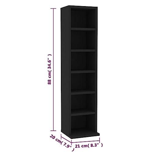 ULUYYUC CD Cabinet,Display shelves Storage cabinet Storage tower Suitable for living room,study,living room,kitchen,entryway,bathroom Black 8.3"x7.9"x34.6" Engineered Wood