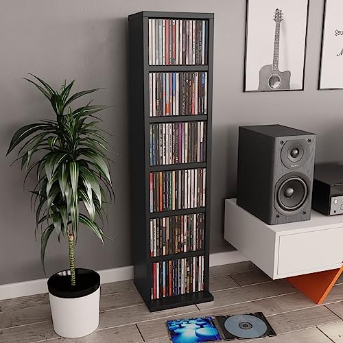 ULUYYUC CD Cabinet,Display shelves Storage cabinet Storage tower Suitable for living room,study,living room,kitchen,entryway,bathroom Black 8.3"x7.9"x34.6" Engineered Wood