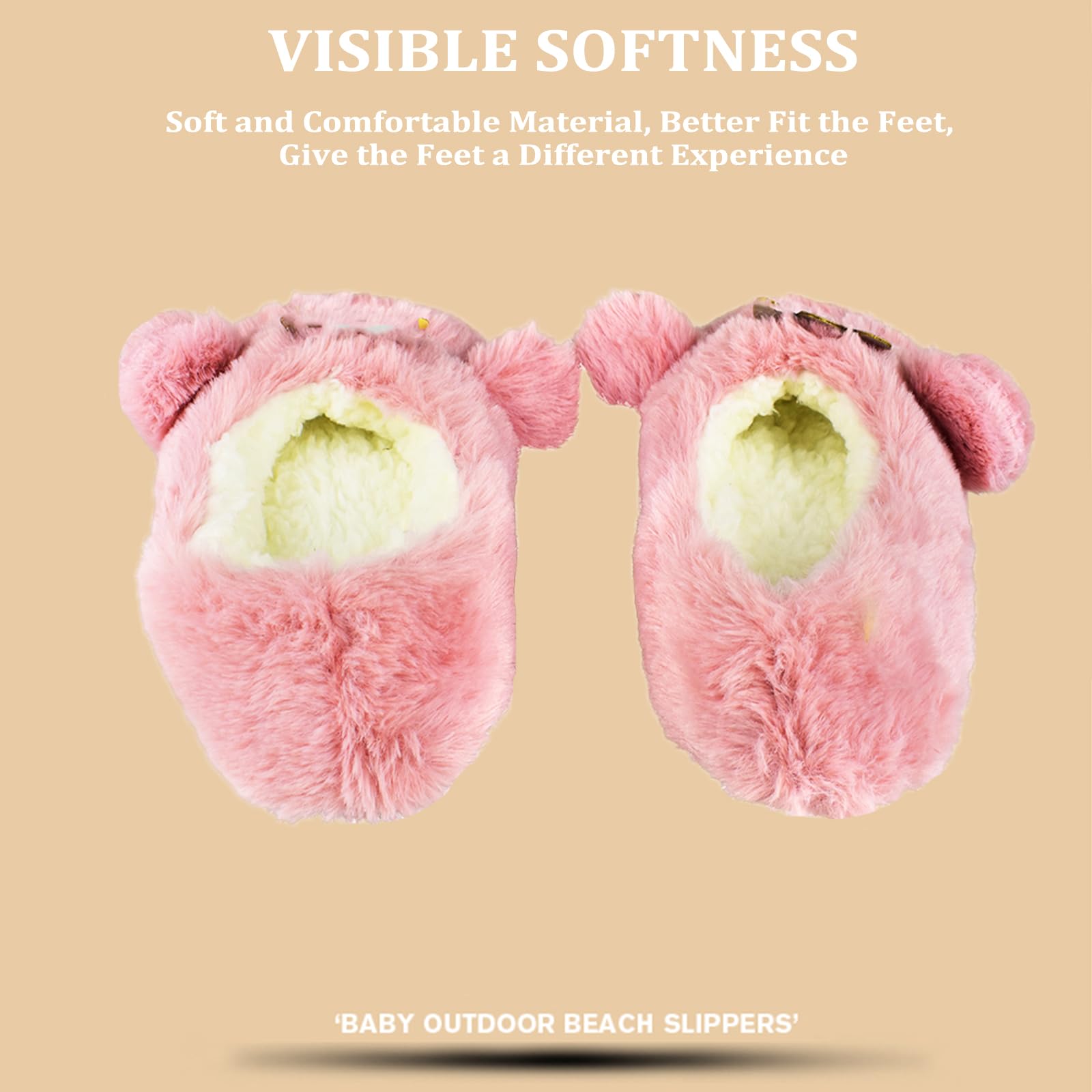 Girls Little Kids Winter Indoor Slippers with Rubber Sole Size 12-13 US Pink