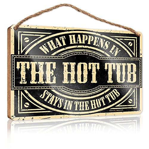 Front Porch Decor Farmhouse What Happens In The Hot Tub Stays In The Hot Tub Wooden Sign Bar Signs For Home Restroom Decor (Size : 20X30CM)