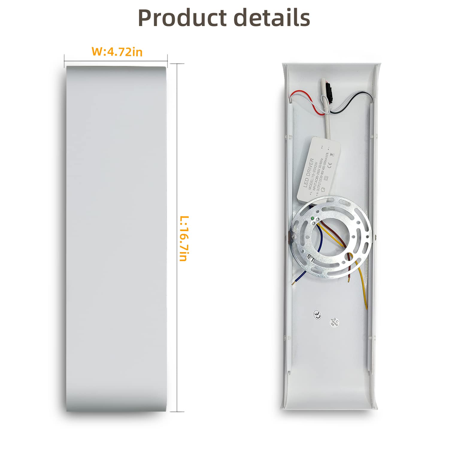 KICAAO 15.7in White Modern Wall Sconce 2-Pack,20W Indoor Vanity Light Up and Down LED Vanity Light for Bathroom Wall Lighting Fixtures Not Dimmable Not Plug (Warm Light 3000K)