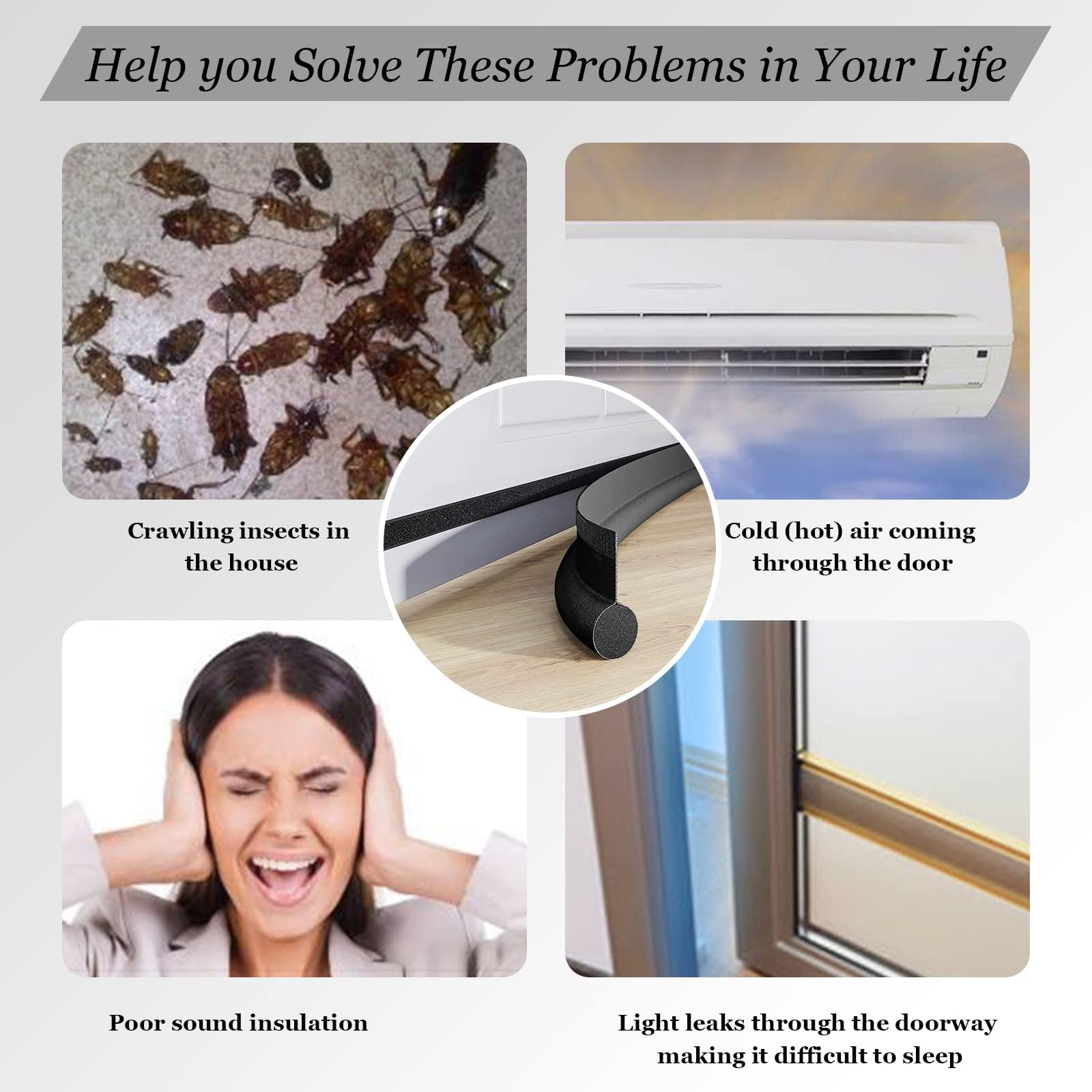 AOKON Under Door Draft Stopper 36 Inch Weather Stripping Door Seal - Seal Gap, Reduce Noise, Cold Air, Dust, Smoke, Wind/Breeze - Easy Installation - Good for Sensitive Skin