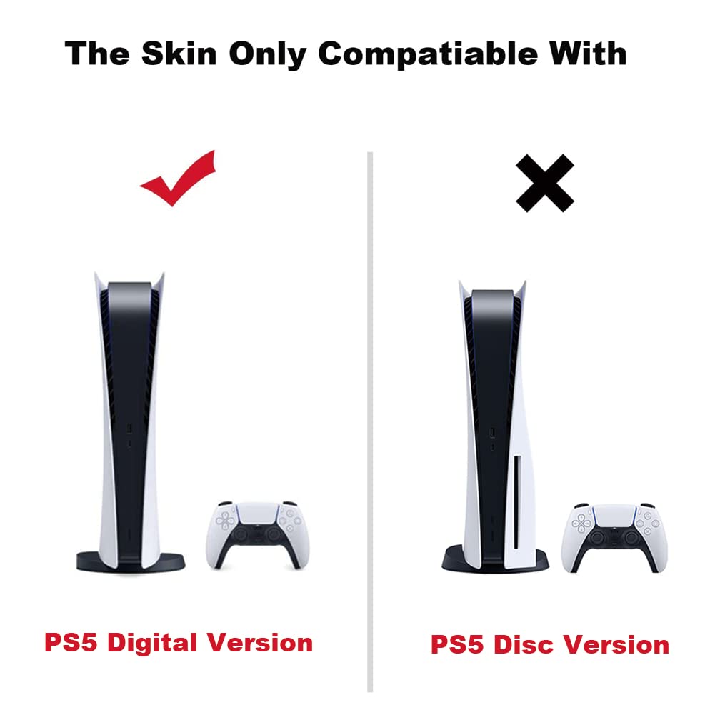 Skin Sticker for PS5 Digital Edition, Protective Vinyl Decal Cover Wrap for Game Console and Wireless Controller (Multi)