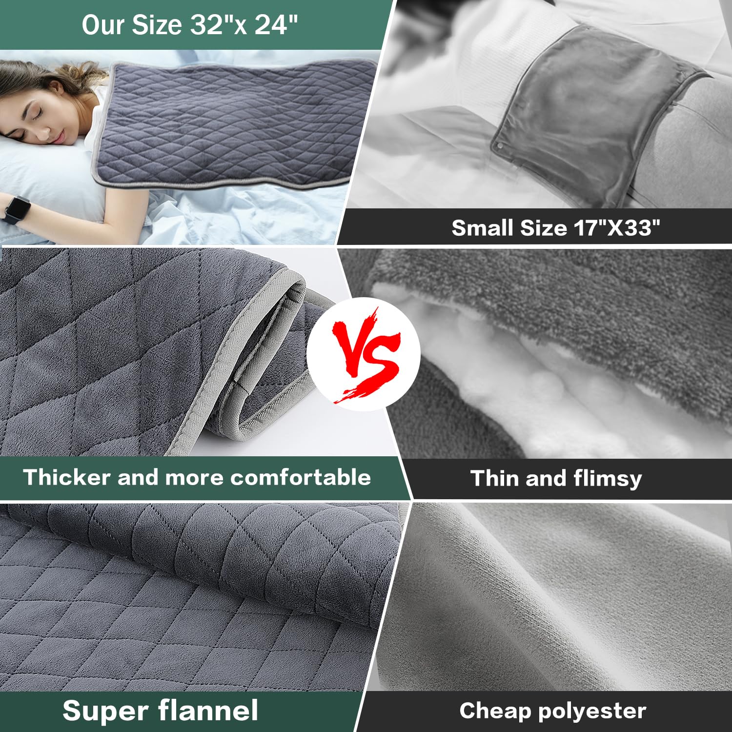 Heating Pad for Back Pain Relief and Cramps, 32"x 24" XXXL Large Heating Pad for Abdomen, Neck, Shoulder, Leg & Knee Pain Relief with 6 Fast Heating Settings, Auto Shut Off, Machine Washable
