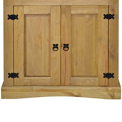 loibinfen Wooden Kitchen Pantry Cabinet, Tall Storage Cabinet with 3 Open Shelves and 1 Cabinet with 2 Shelves, Freestanding Floor Cabinet Cupboard for Kitchen, 31.5"x15.7"x66.9", Brown -AA