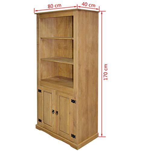 loibinfen Wooden Kitchen Pantry Cabinet, Tall Storage Cabinet with 3 Open Shelves and 1 Cabinet with 2 Shelves, Freestanding Floor Cabinet Cupboard for Kitchen, 31.5"x15.7"x66.9", Brown -AA