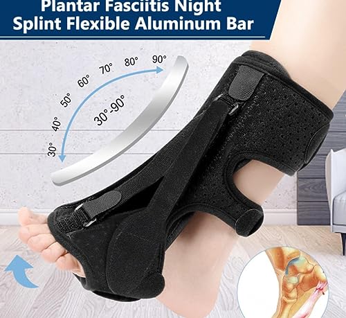 VIDECOR Plantar Fascia Night Splint,Soft Breathable Plantar Fascia Boot Night Splint Sock - Adjustable Foot Stretcher for Achilles Tendonitis, Drop Foot Brace for Right or Left Foot,C