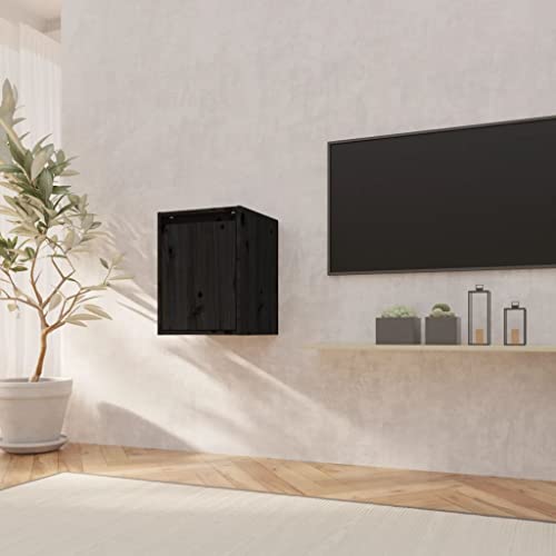WHOPBXGAD Wall Cabinet,Wooden Wall cabinets, Wall Storage Shelves, Easy to Clean Suitable for Living Rooms, bedrooms, Homes,Black 11.8"x11.8"x15.7" Solid Wood Pine