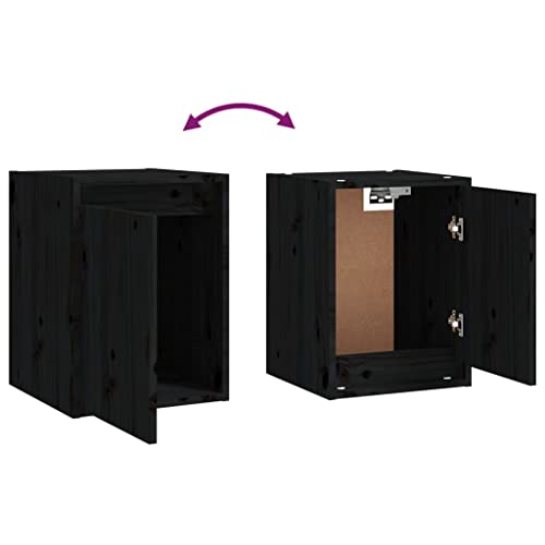 WHOPBXGAD Wall Cabinet,Wooden Wall cabinets, Wall Storage Shelves, Easy to Clean Suitable for Living Rooms, bedrooms, Homes,Black 11.8"x11.8"x15.7" Solid Wood Pine