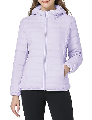 wantdo Women's Hooded Puffer Jacket Packable Winter Coat(Lavender, Small)