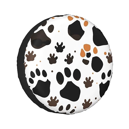 Animal Paw Prints Print Spare Tire Cover Sun Protection Waterproof Fit Trucks Jeeps Trailers RV SUV Vehicle 17 inch