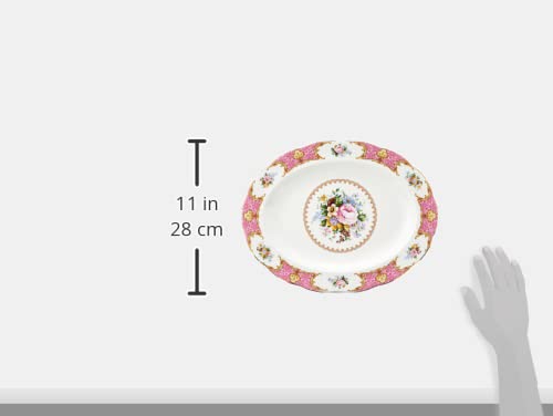 Royal Albert Lady Carlyle 13" Oval Platter, Mostly White with Multicolored Floral Print