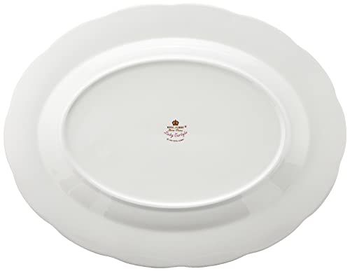 Royal Albert Lady Carlyle 13" Oval Platter, Mostly White with Multicolored Floral Print