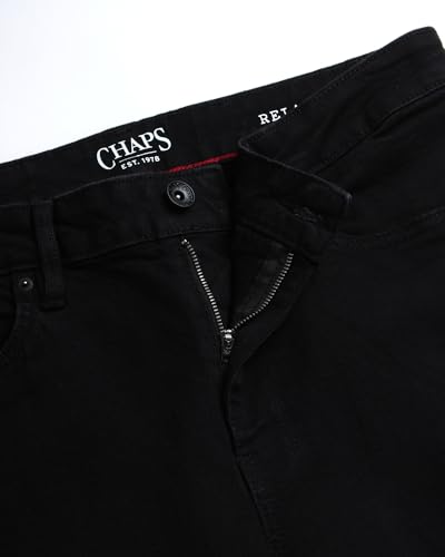 Chaps Men's Relaxed Fit Jeans - Straight Leg Stretch Comfort Denim Jeans for Men, Size 38W x 30L, Black Rinse