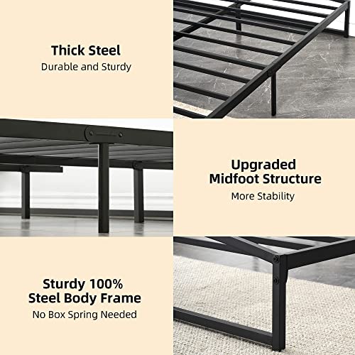 GAOMON 10 Inch Metal Platform King Size Bed Frame with Sturdy Steel Slats Support, Mattress Foundation, No Box Spring Needed, Easy Assembly, Black