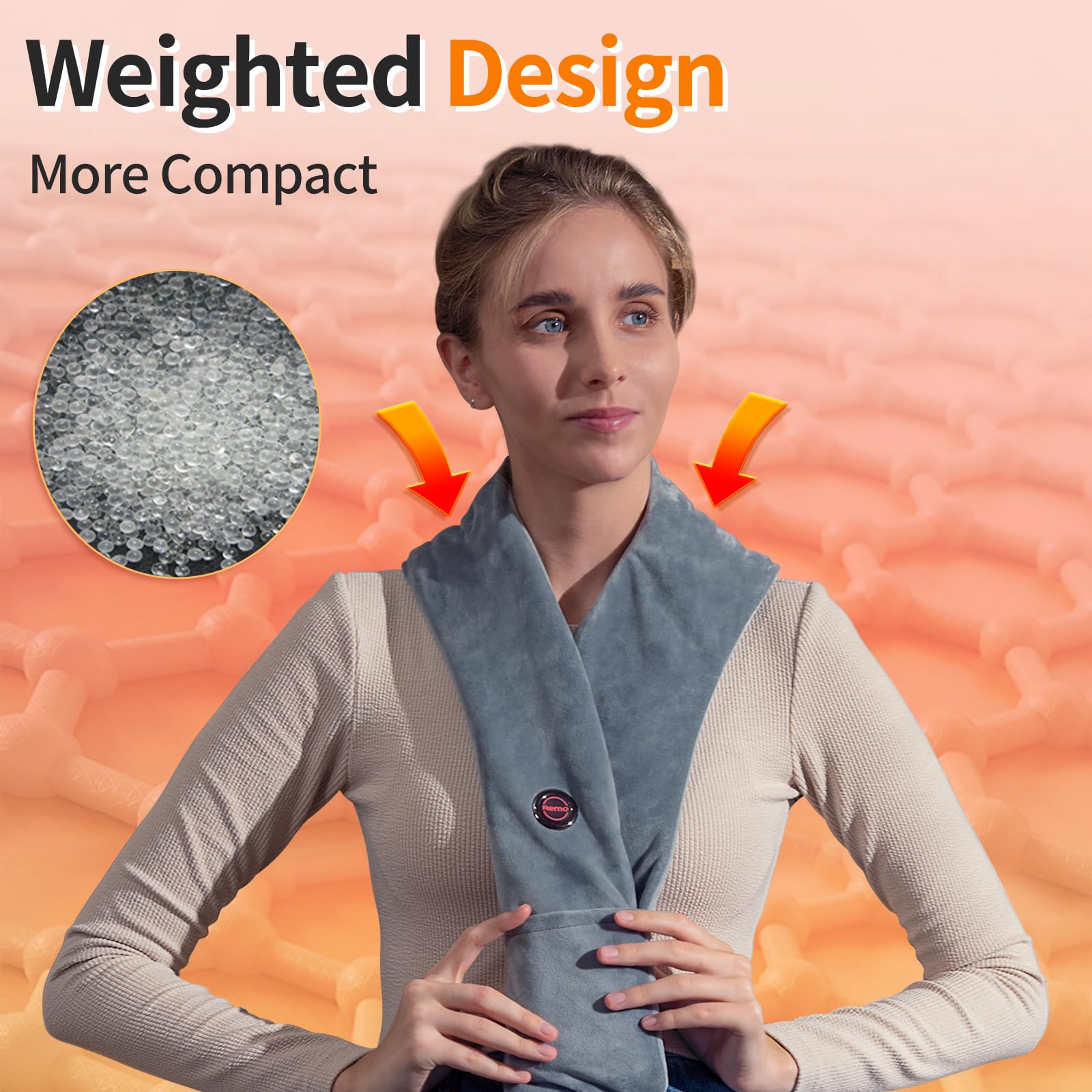 Remo Neck Heating Pad, Portable Cordless Heating Pad for Neck Pain, Compact Heated Neck Wrap with Soft, Heated Scarf Gift for Family,Gray
