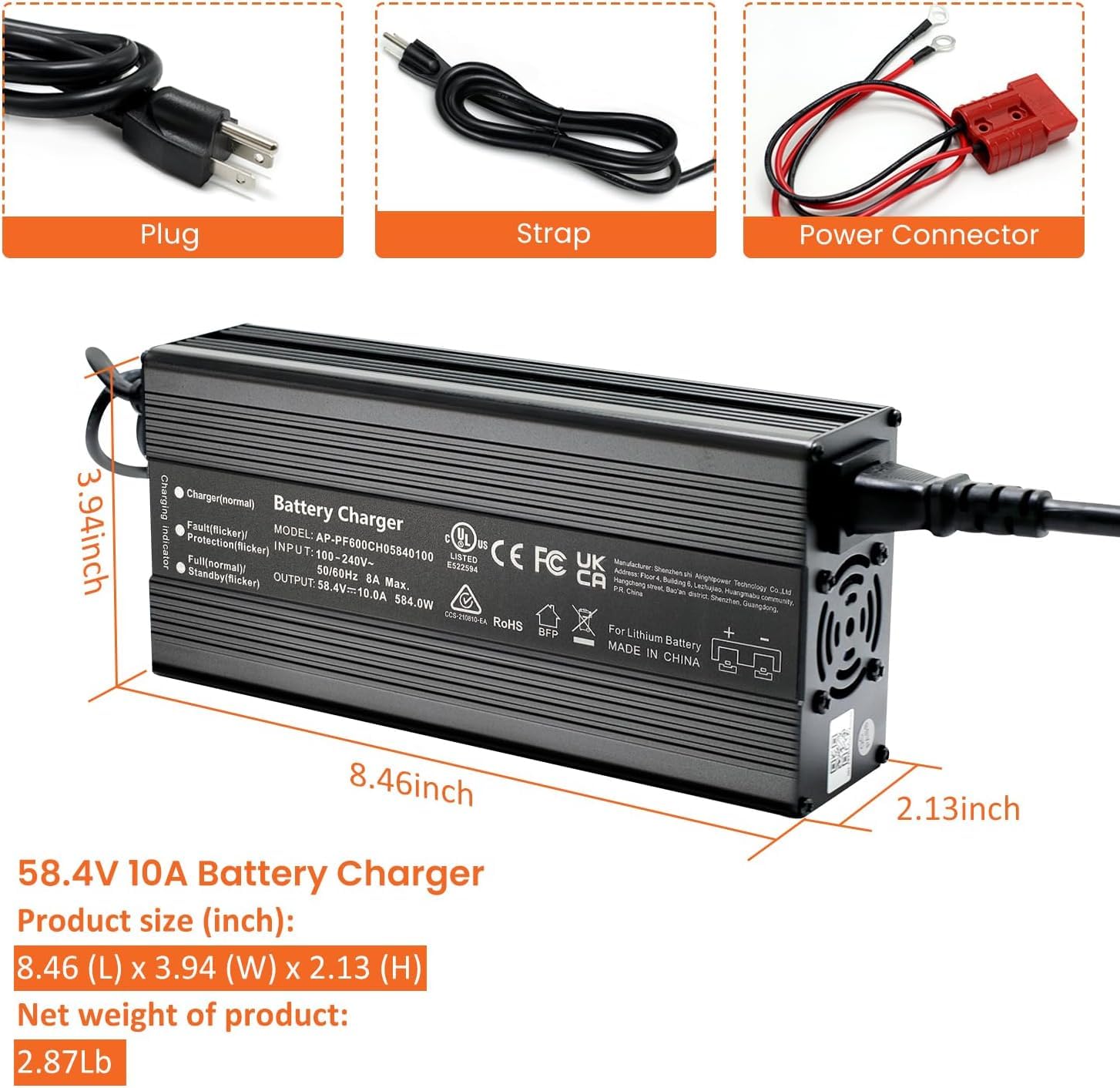 CHINS 4 Pack 12V 100AH LiFePO4 Battery 48V 100AH Lithium Battery, Includes 48V 10A Lithium Battery Charger, Perfect for Golf Cart, Trolling Motor, Marine, Includes Low-Temperature Cut-Off Function
