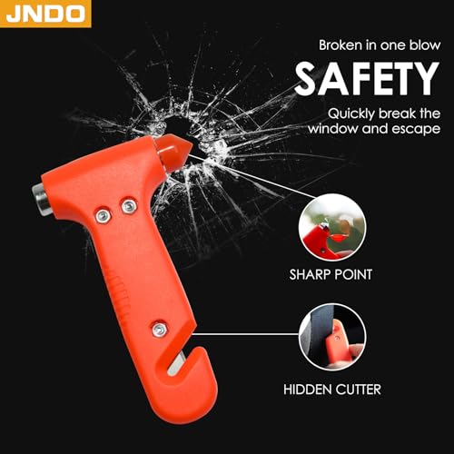 JNDO Electric Car Jack Kit 5 Ton Lifting Range 6.1 to 17.7 Inch Car Jack Hydraulic with Electric Wrench Floor Jack Built-in Inflatable Pump and Led Light Red