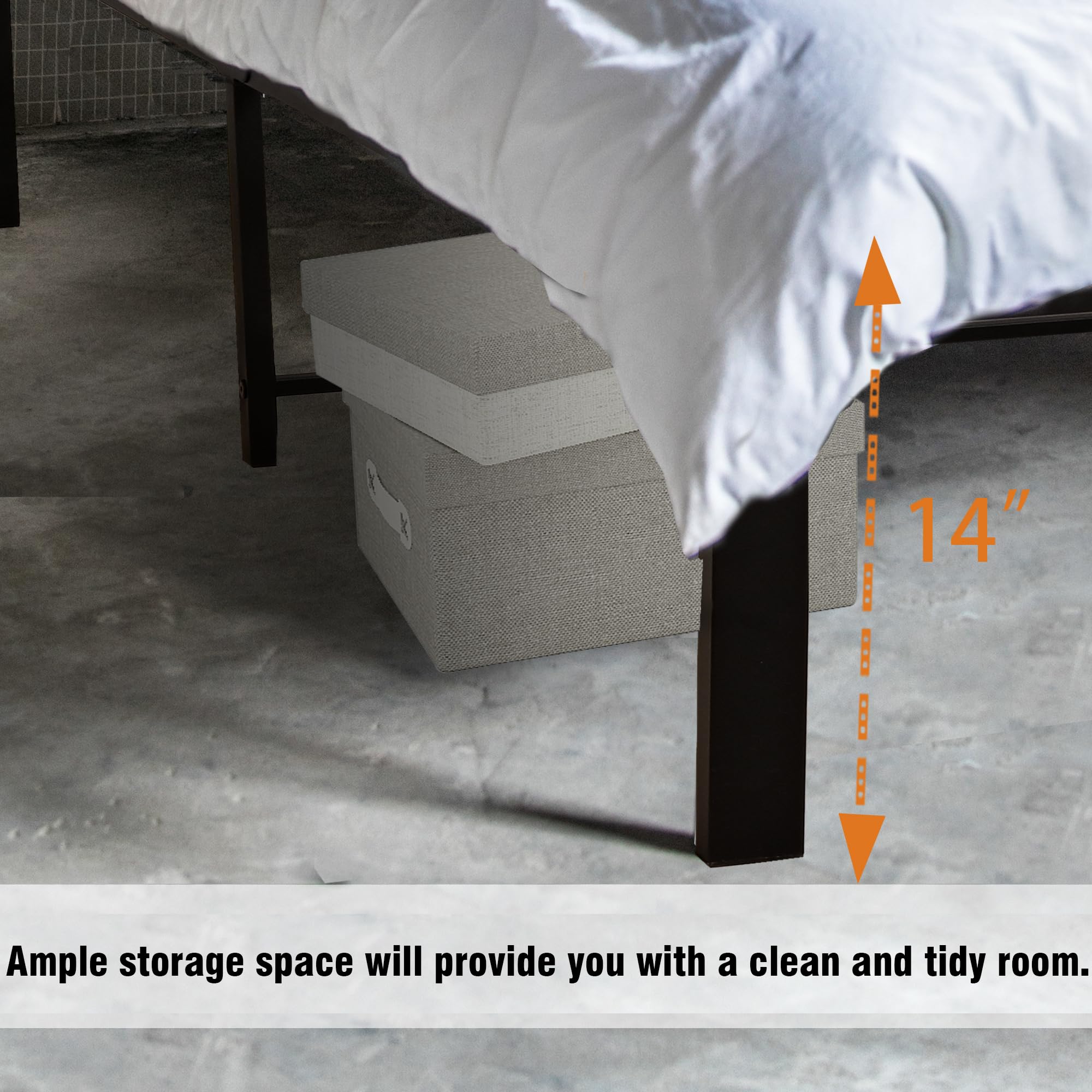 Bed Frame Full Size, Sturdy Metal Bed Frame, No Spring Box Required, Large Underbed Storage, Easy to Assemble, No Noise, Black