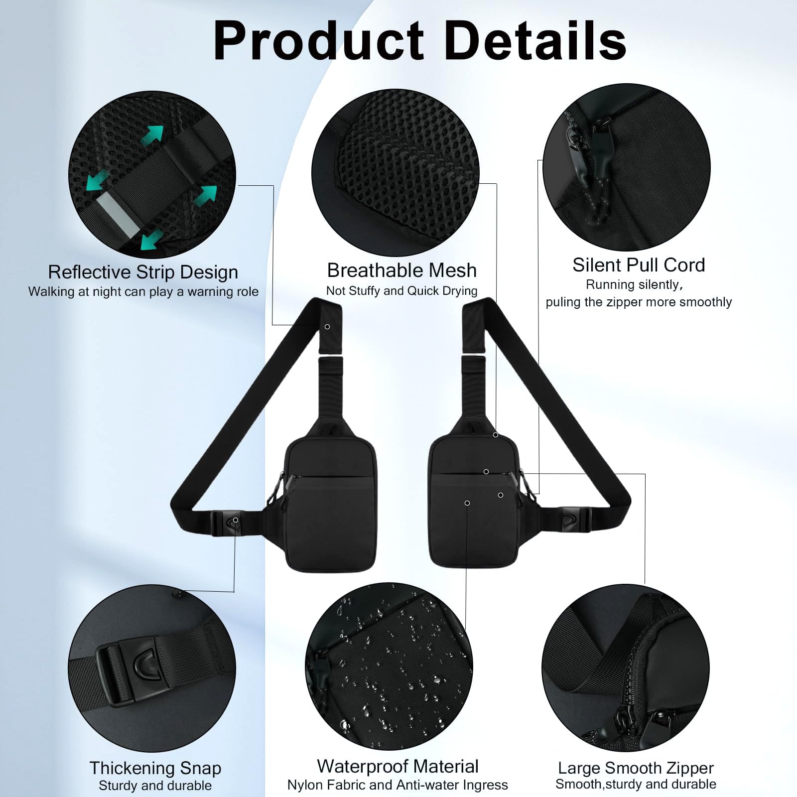 Mini Sling Bag for Men Women Small Crossbody Shoulder Backpack Fanny Packs Personal Pocket Bag Casual Phone Chest Bag